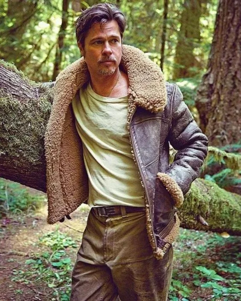 Brad Pitt B3 Flight Sheepskin Shearling Jacket | Get 30% Discount