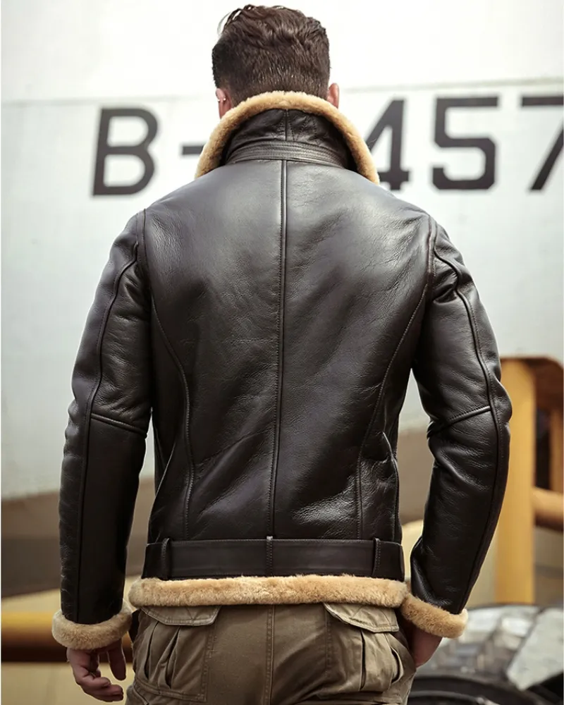 The General Real Black Sheepskin Shearling Jacket | B3 Jacket