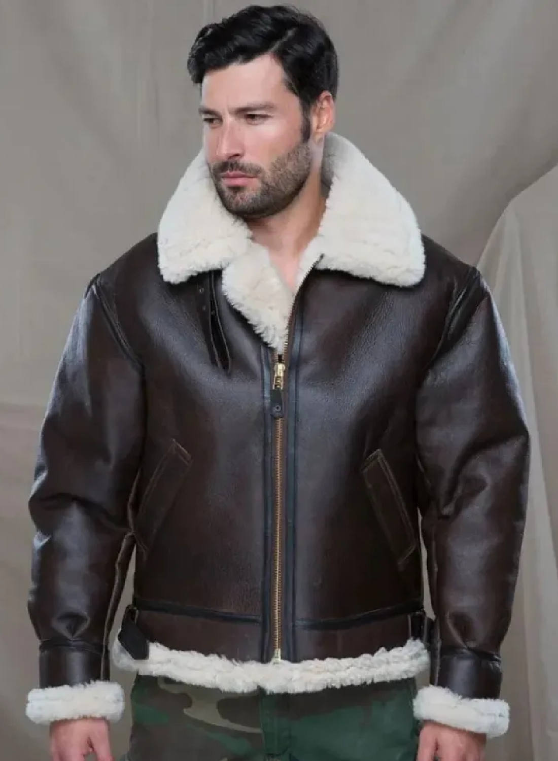 Mens Real Sheepskin Shearling B3 Bomber Jacket - Mens Jacket