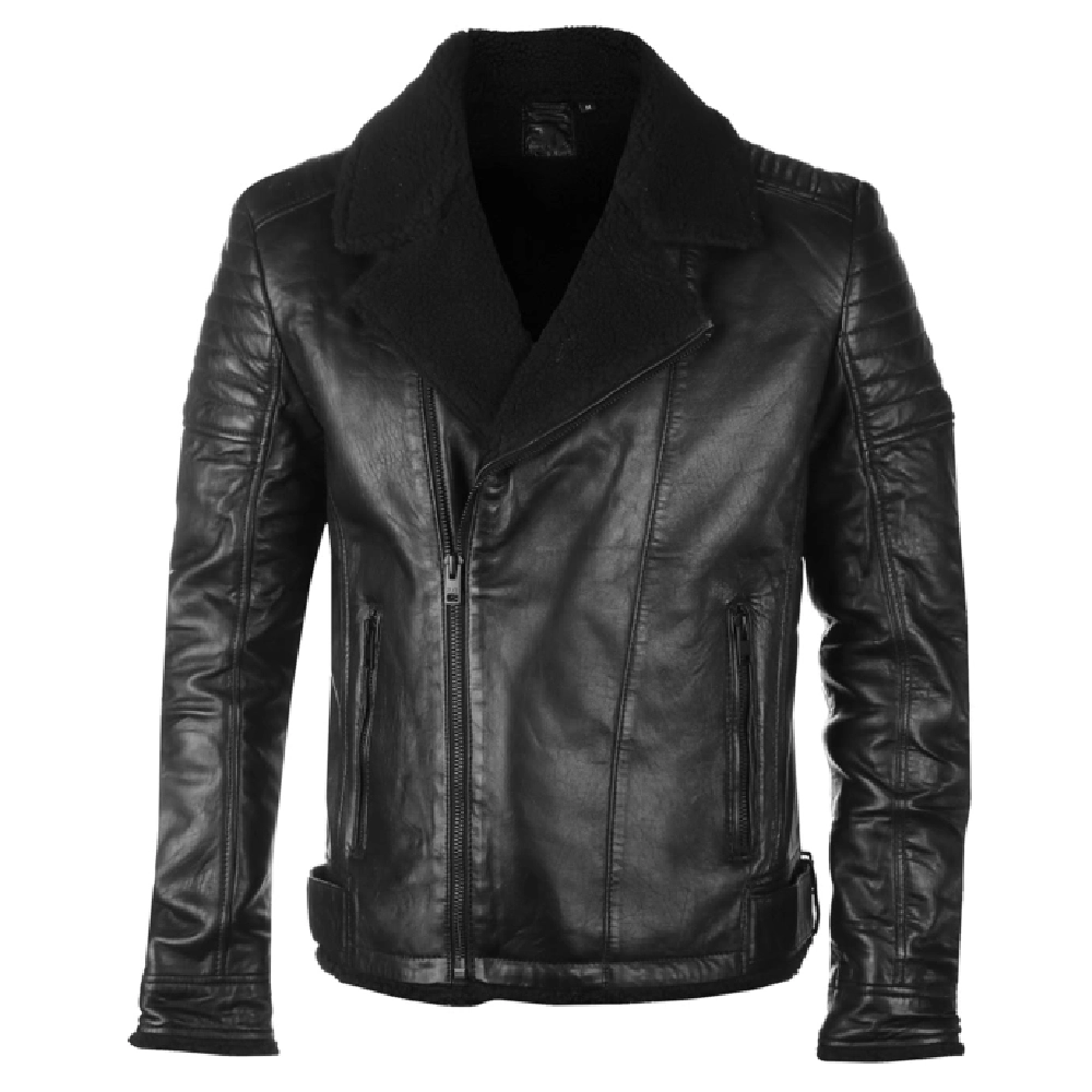 Men Brown RAF Shearling Sheepskin Bomber Leather Jacket