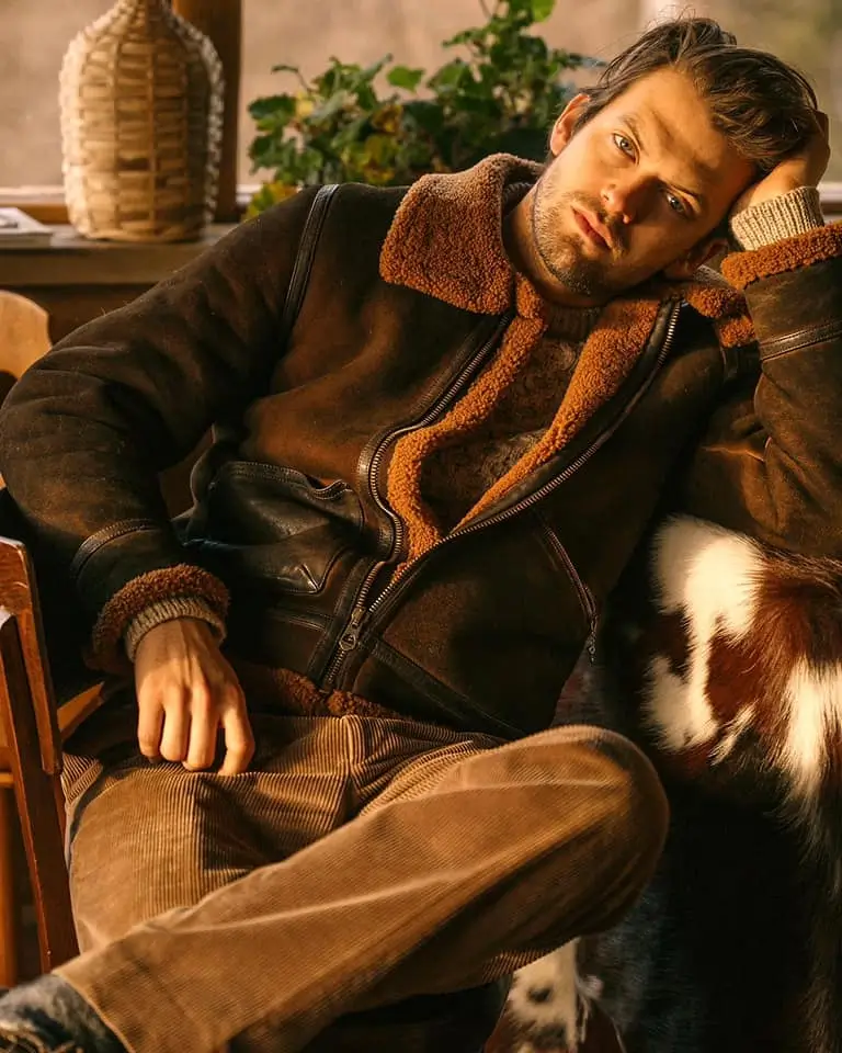 Liam Johnson Aviator B-3 Shearling Brown Jacket