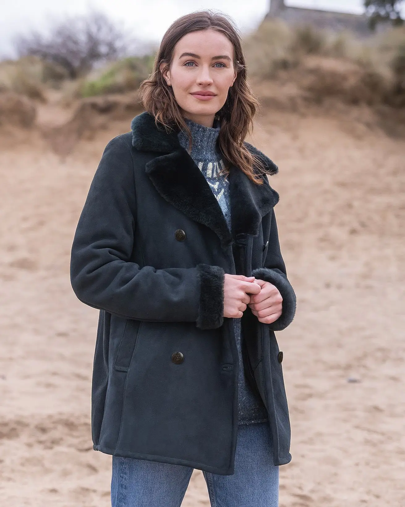Meghan Markle Women's Sheepskin Faux Shearling Jacket